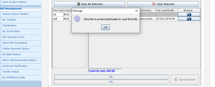 Solved- BoQ file is protected/unable to read boq file errors
